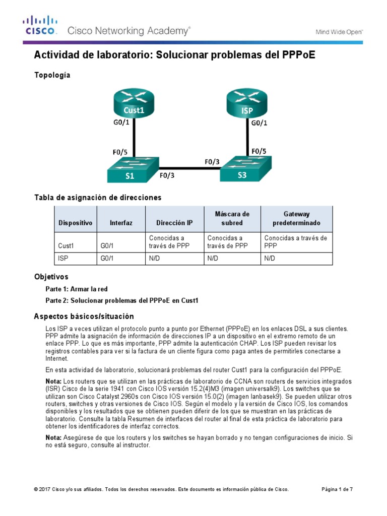 3.2.2.8 Lab - Troubleshoot PPPoE PDF | PDF | Enrutador (Computación) | Redes