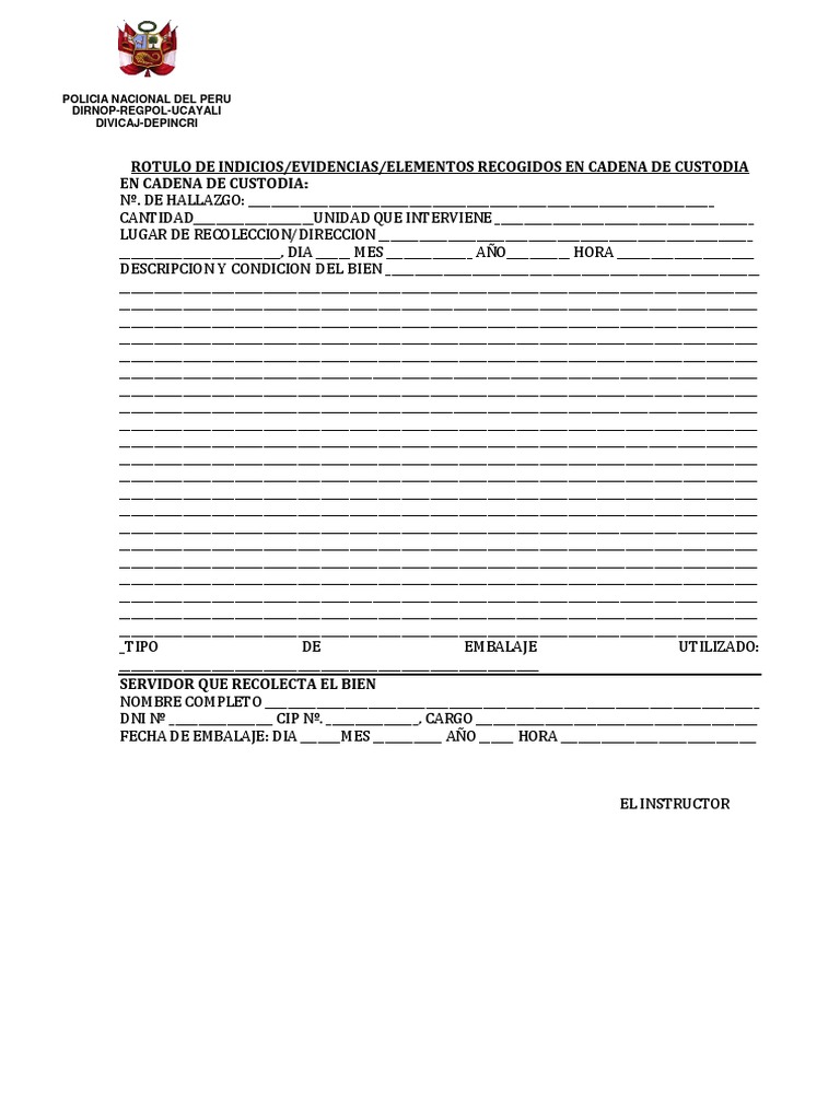 Rotulo de Cadena de Custodia | PDF | Justicia penal | Crimen y violencia