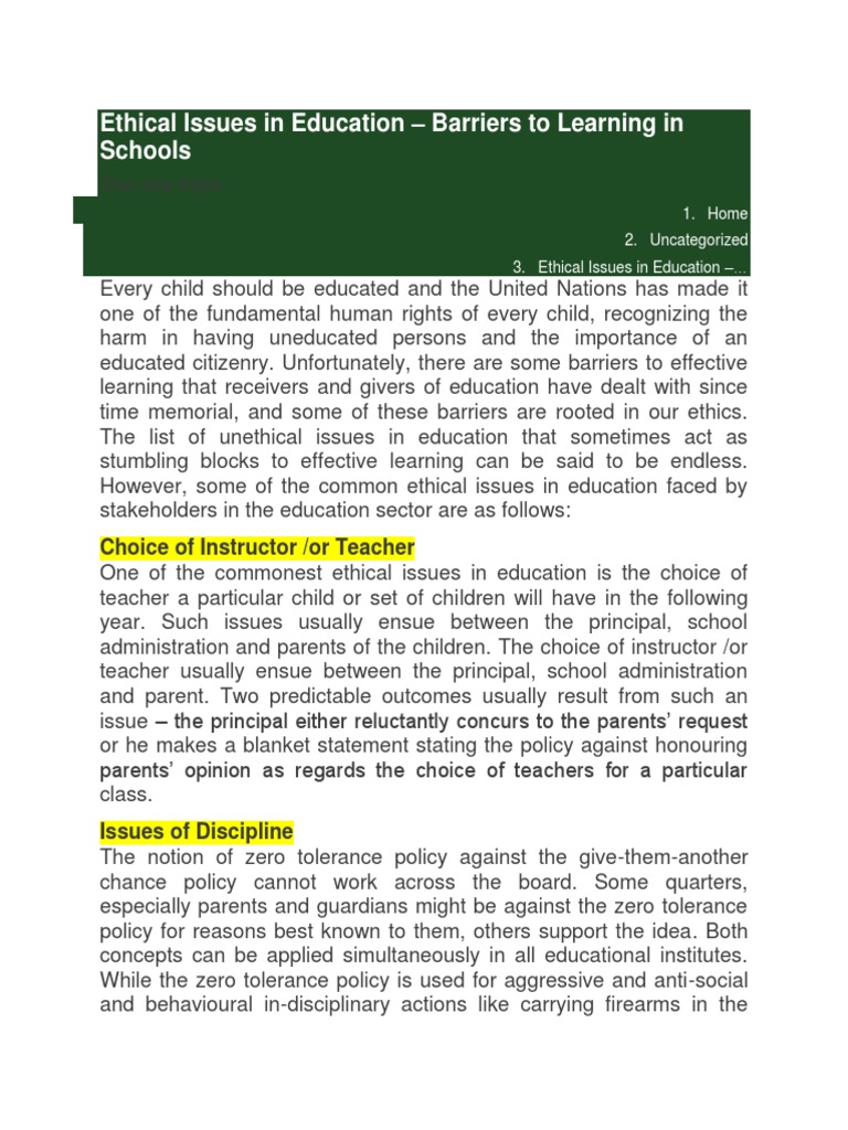 Ethical Issues in Education | PDF | Leadership | Morality