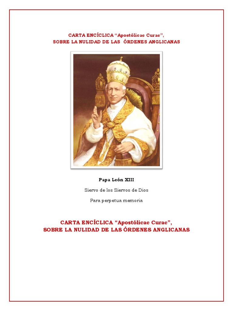 Apostolicae Curae 2 | PDF | anglicanismo | Iglesia Católica