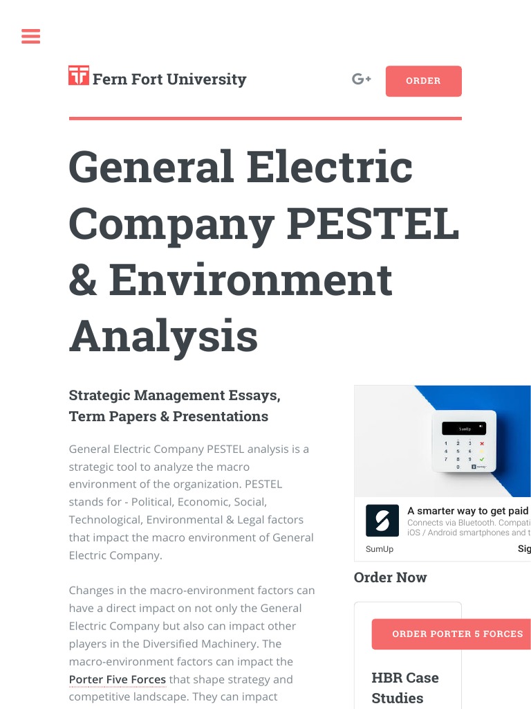 General Electric Company PESTEL: PEST & Environment Analysis (Strategy ...