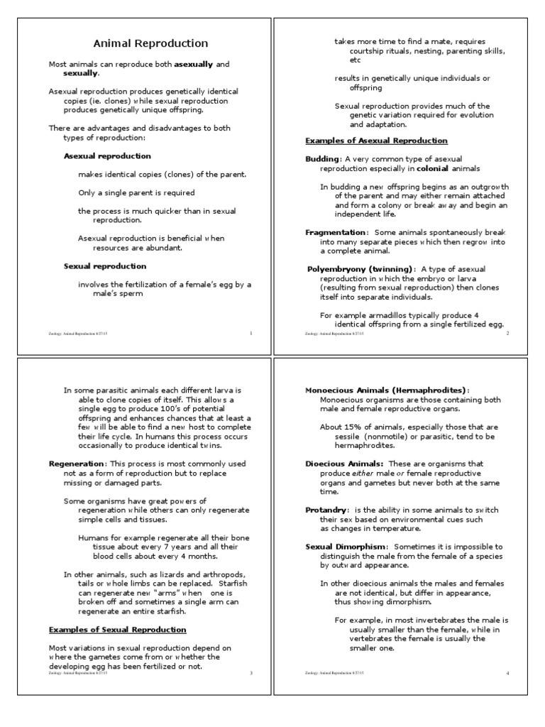 Animal reproduction methods | PDF | Sexual Reproduction | Reproduction