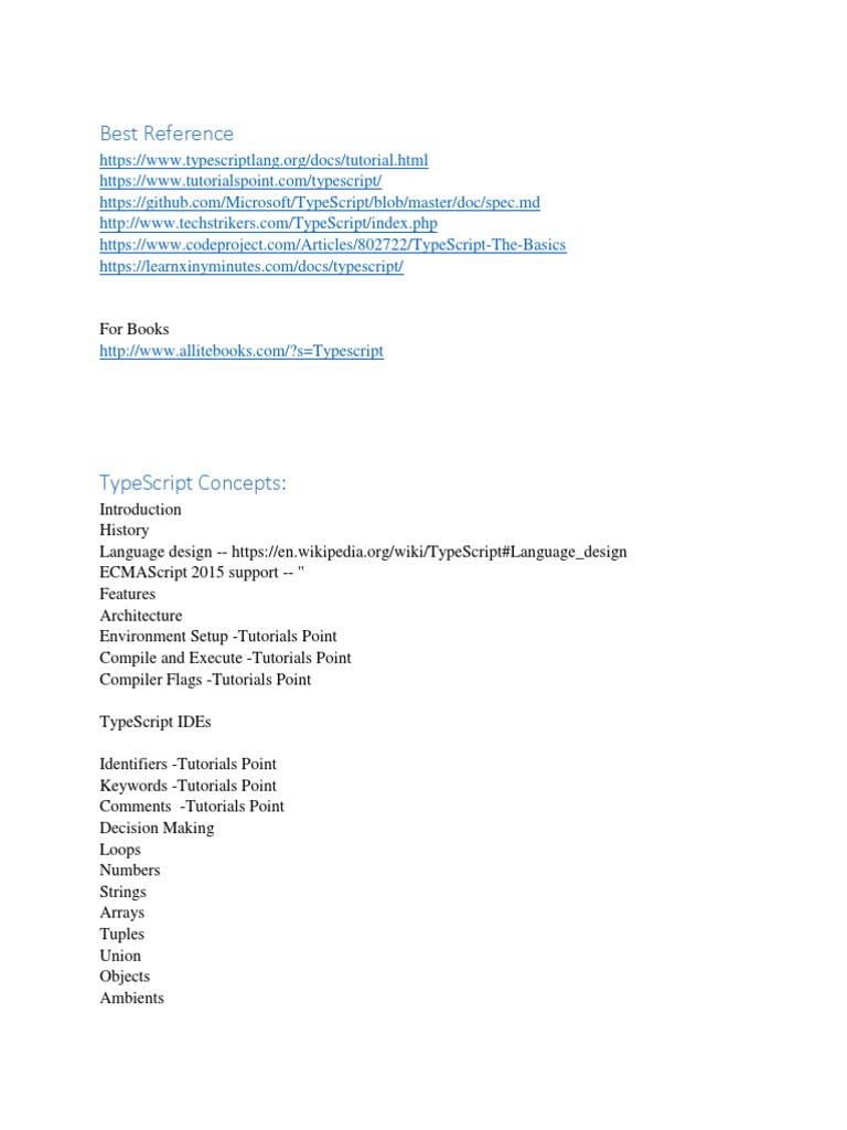A Comprehensive Guide to Learning TypeScript from Basics to Advanced Concepts | PDF | Class ...