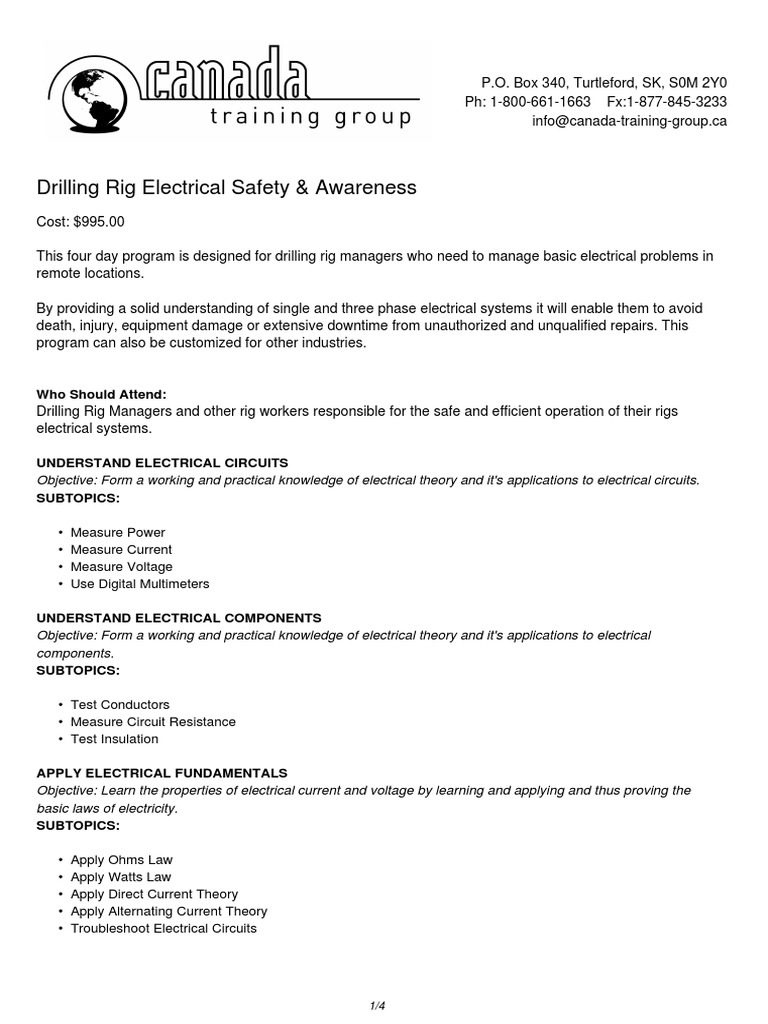 Rig Electrician Course | PDF | Electrical Components | Electricity