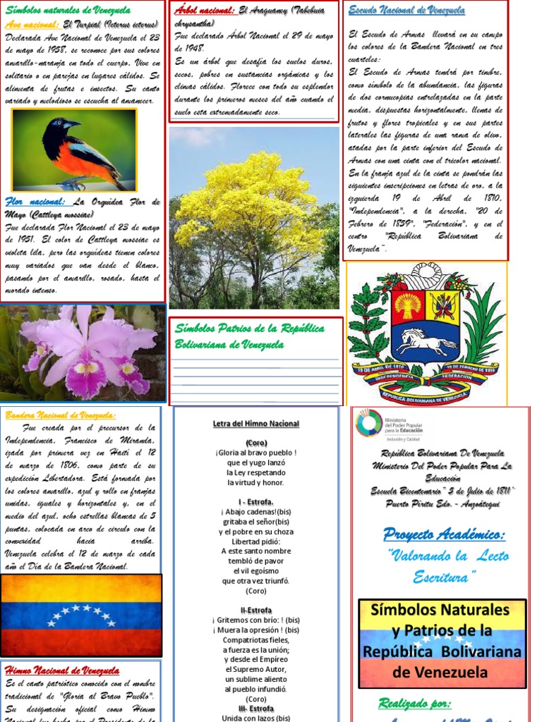 Tríptico de Símbolos Patrios y Naturales DE VENEZUELA | PDF | Símbolos ...