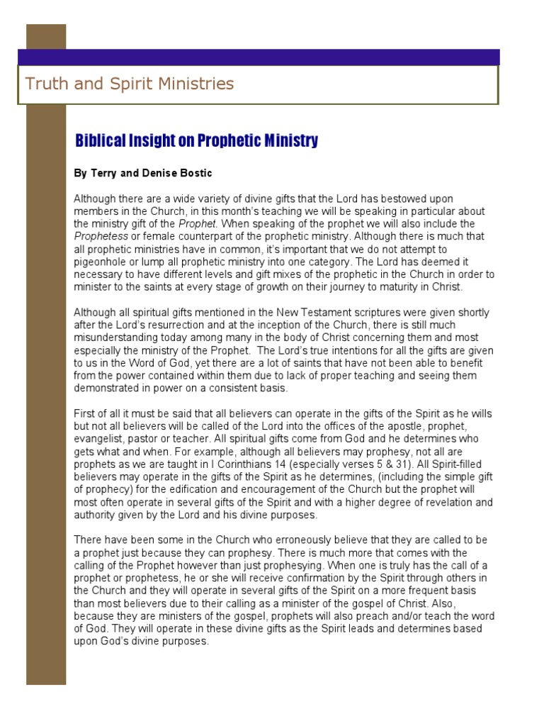 Biblical Insight On Prophetic Ministry | PDF | Prophecy | Spiritual Gift
