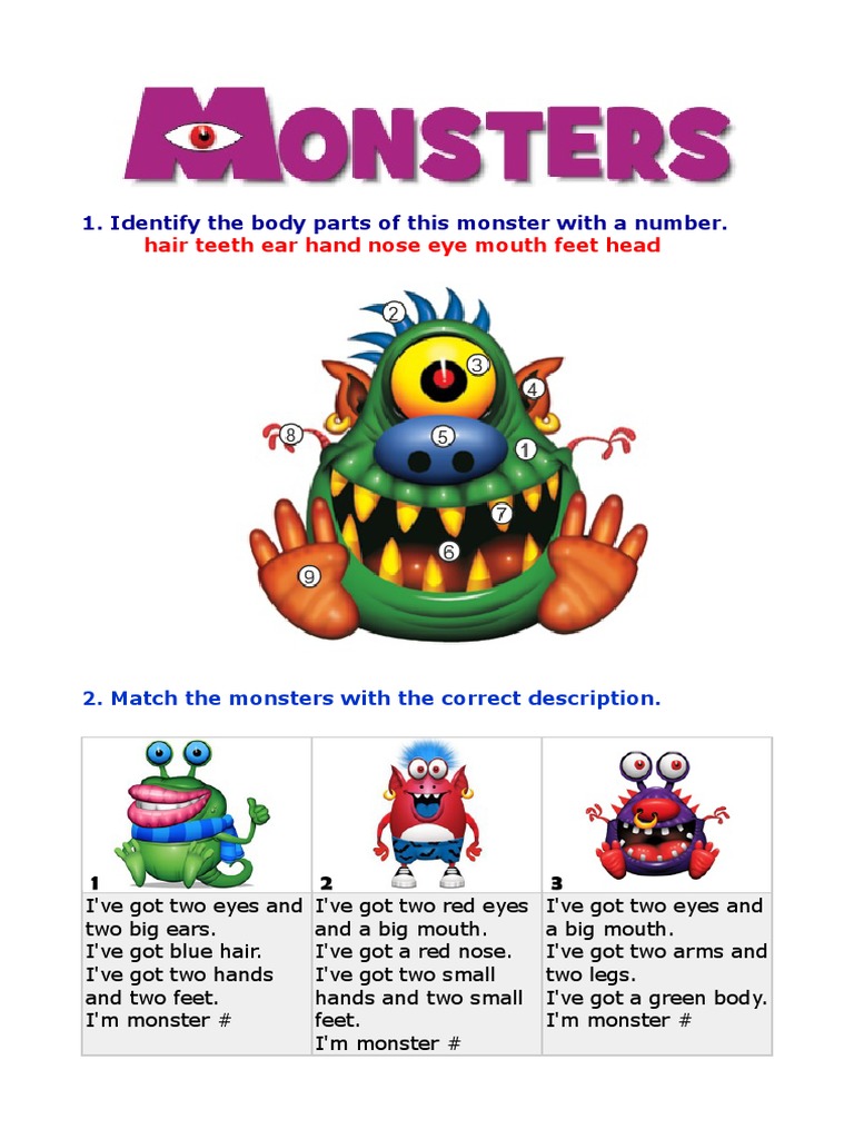 Monsters Body Parts - Fiche Outil | PDF