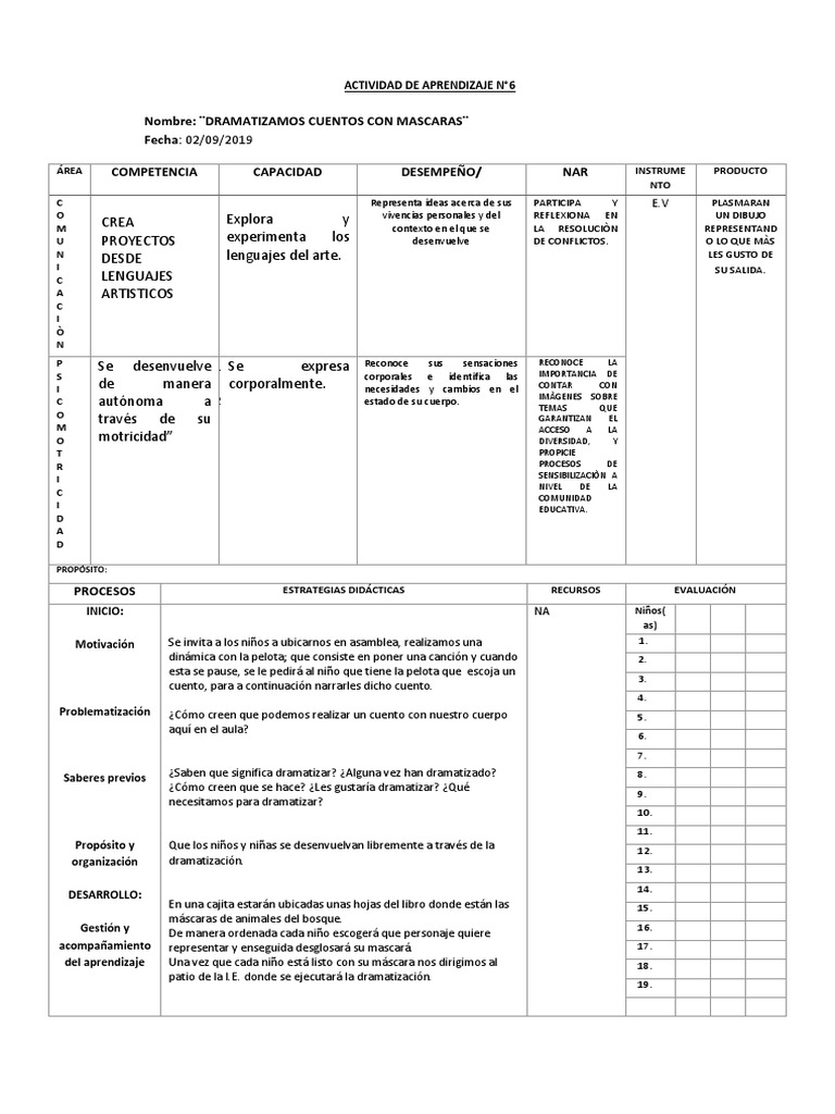 Sesion-N6 Mascaras | PDF | Evaluación | Aprendizaje