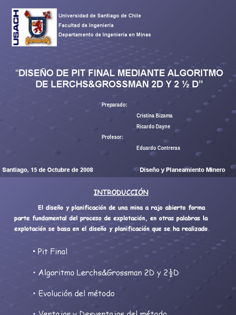 Diseno Pit Final Lerchs y Grossman PDF | PDF | Lenguaje de programación | Algoritmos