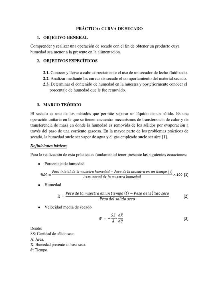 Práctica - Curva de Secado | PDF | Humedad | Evaporación