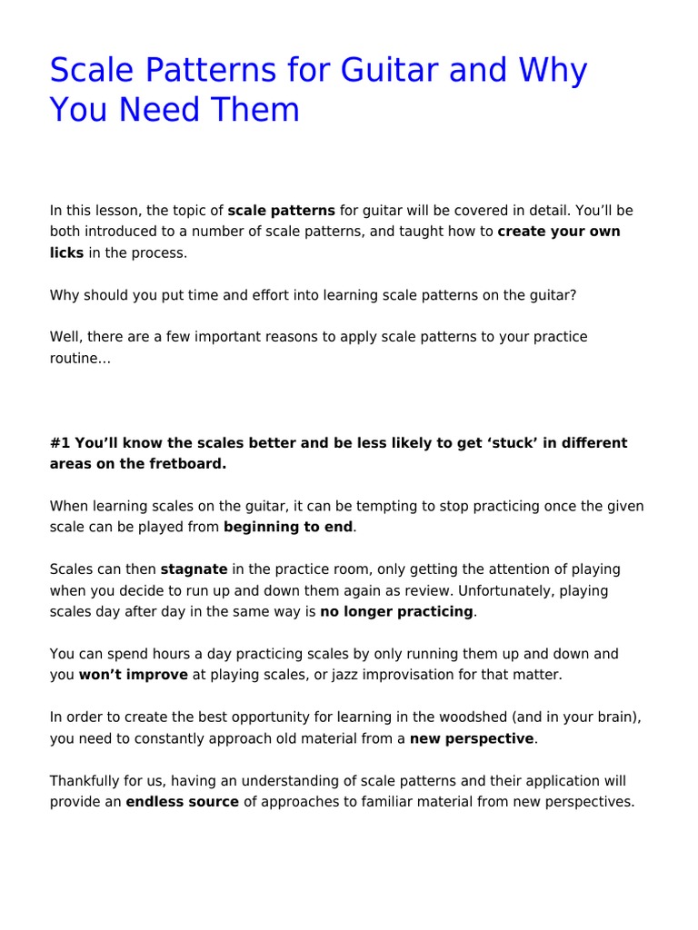 Scale Patterns For Guitar and Why You Need Them: Licks in The Process ...