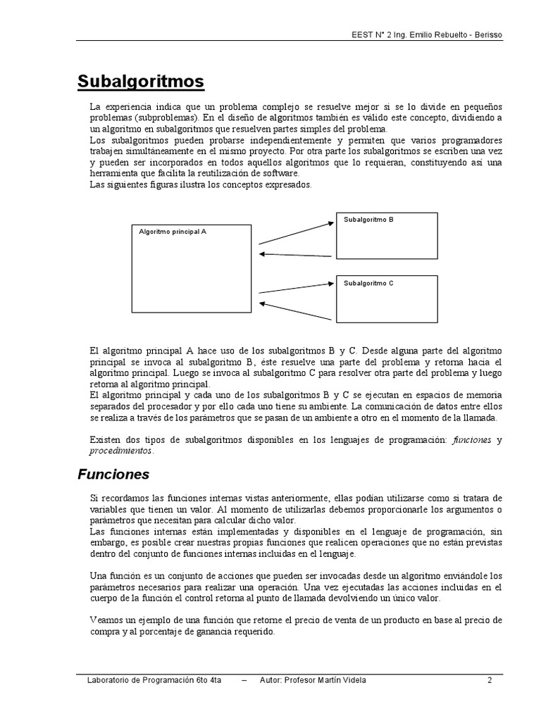 Subalgoritmos Funciones y Procedimientos | PDF | Algoritmos | Función (Matemáticas)