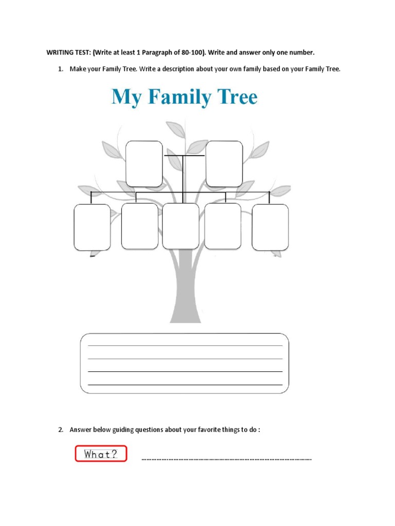 Make Your Family Tree. Write A Description About Your Own Family Based ...