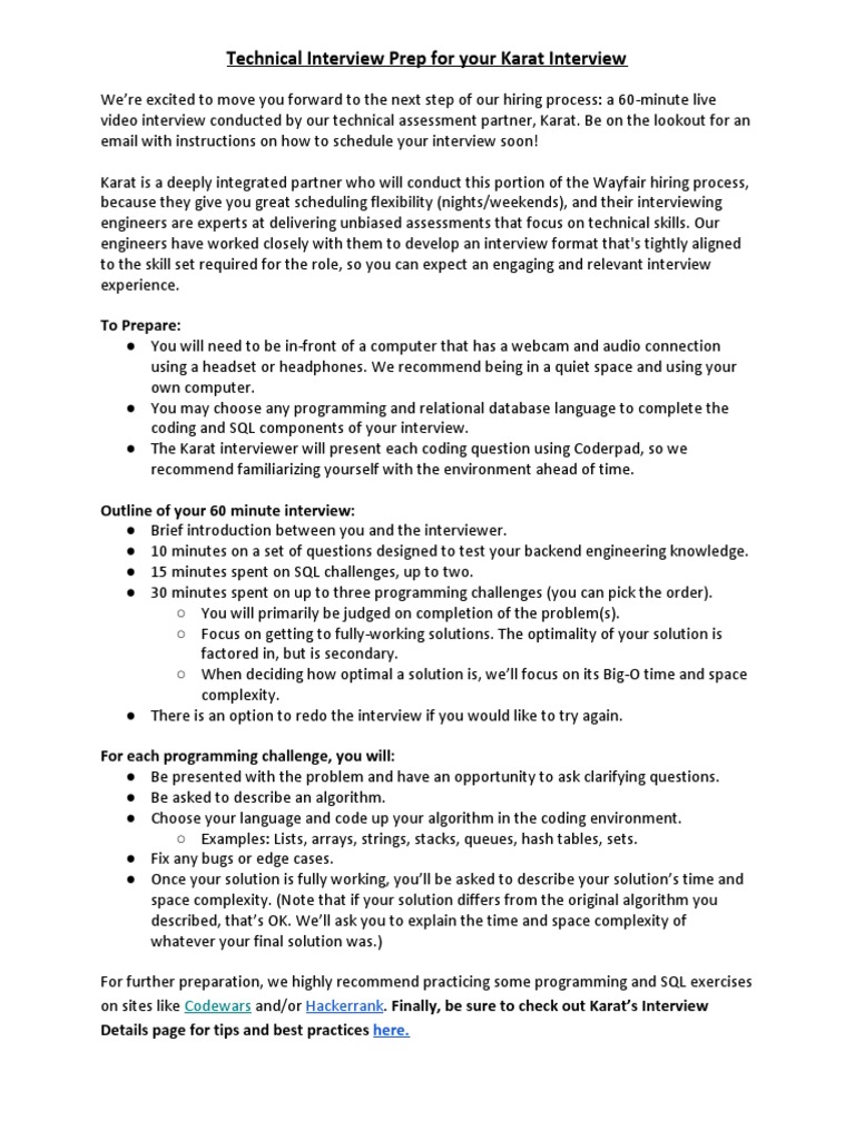 Karat Interview Prep | PDF | Interview | Computer Programming