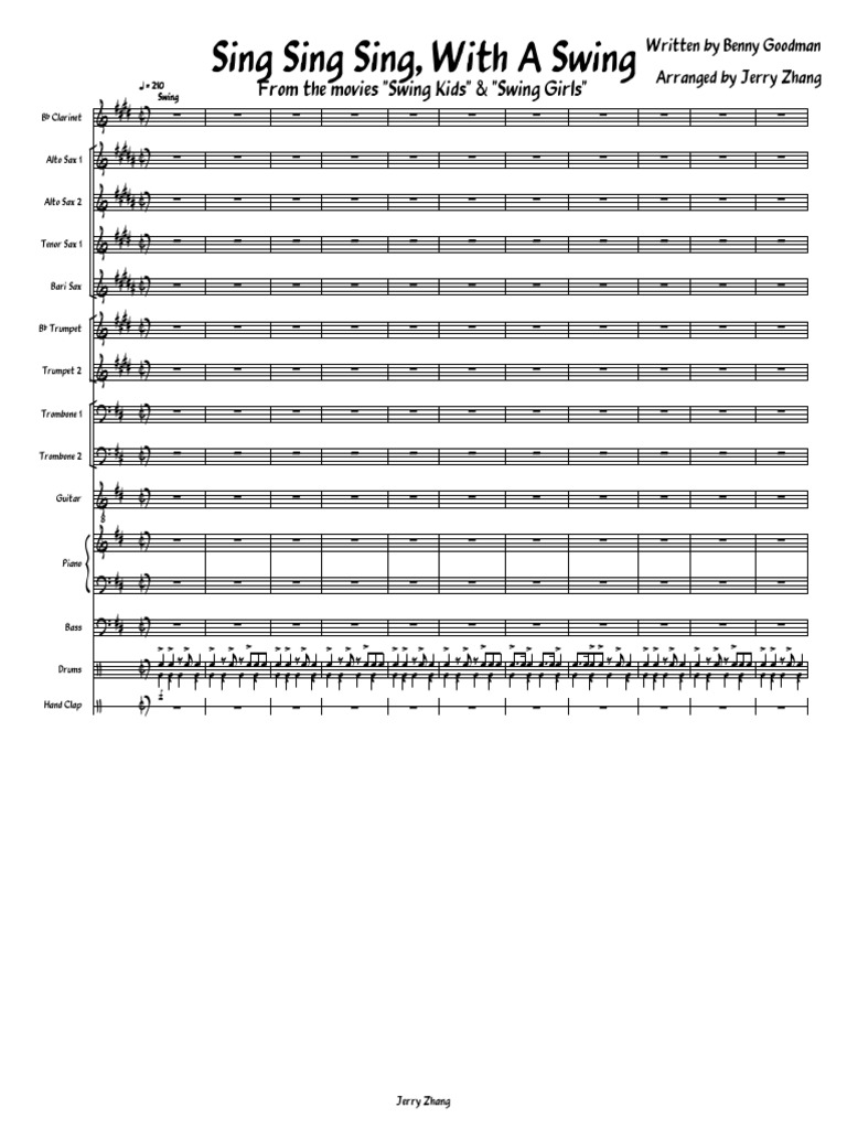 Sing Sing Sing With A Swing Full Drums Clarinet Solo PDF | PDF | Music ...