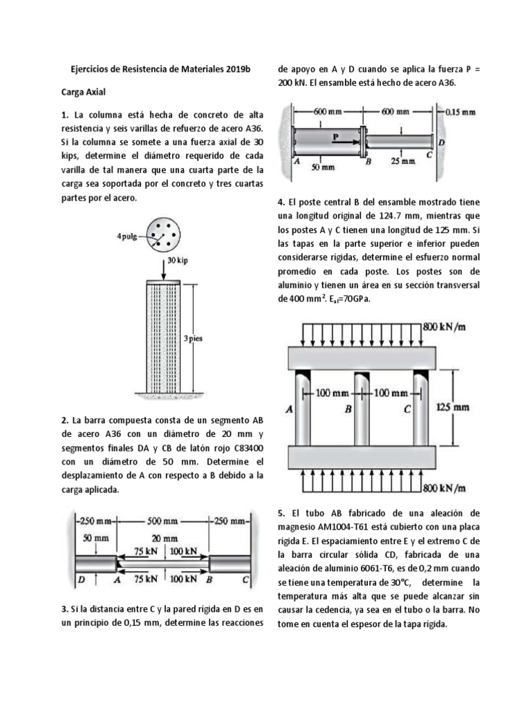 02 Ejercicios Resistencia de Materiales | PDF | Ingeniería de Edificación | Física Aplicada e ...