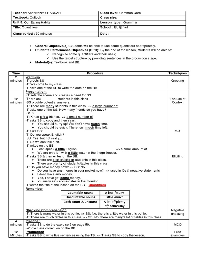Unit 5 Quantifiers Grammar C.C | PDF | Onomastics | Languages