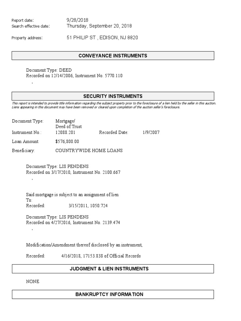 Conveyance Instruments: Report Date Search Effective Date Property ...