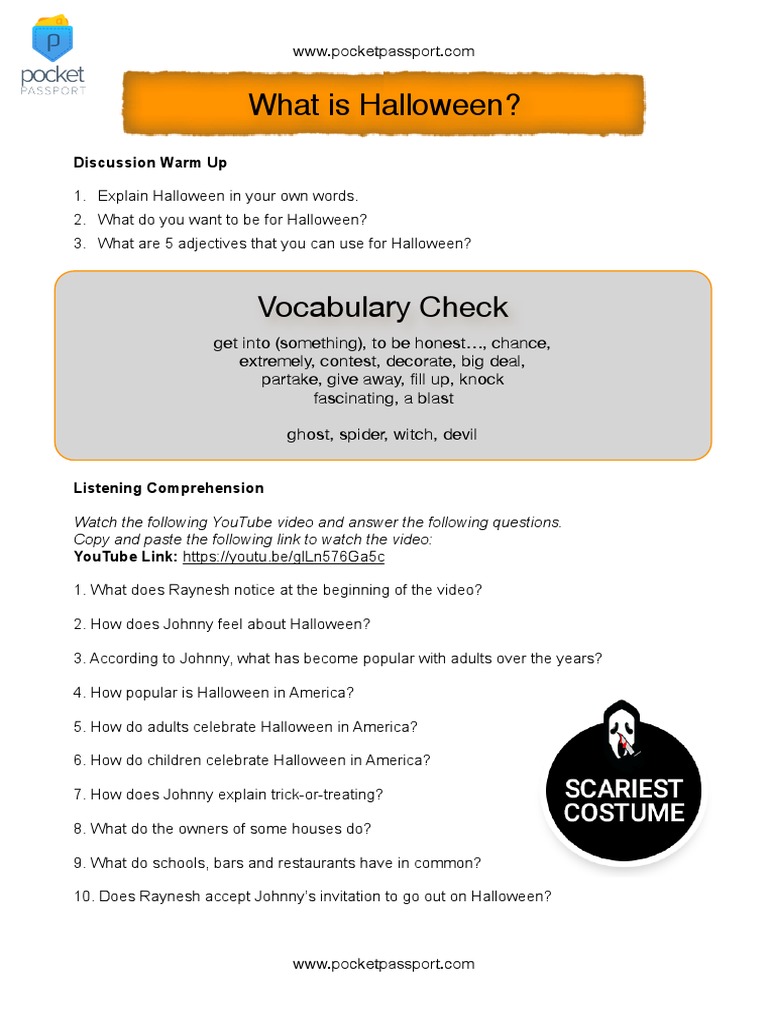 What Is Halloween?: Discussion Warm Up | PDF | Trick Or Treating ...