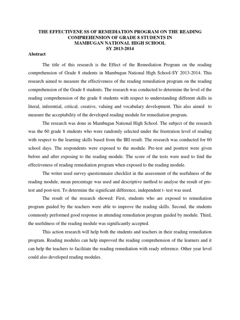 Action Research On Reading | PDF | Reading Comprehension | Orpheus