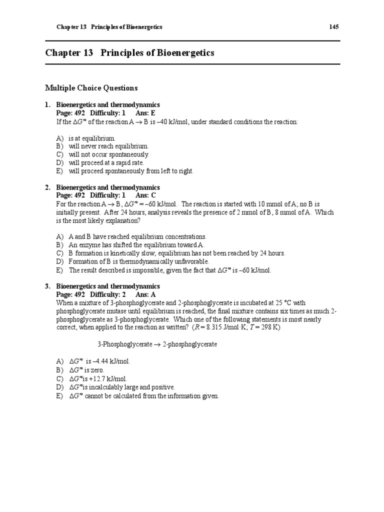 Biochem Chapter Bioenergetics MCQ | PDF | Redox | Adenosine Triphosphate