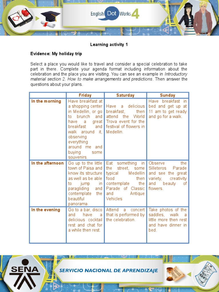 Evidence - My - Holiday - Trip (1) Nivel 4 Act 3. Oo | PDF | Travel ...