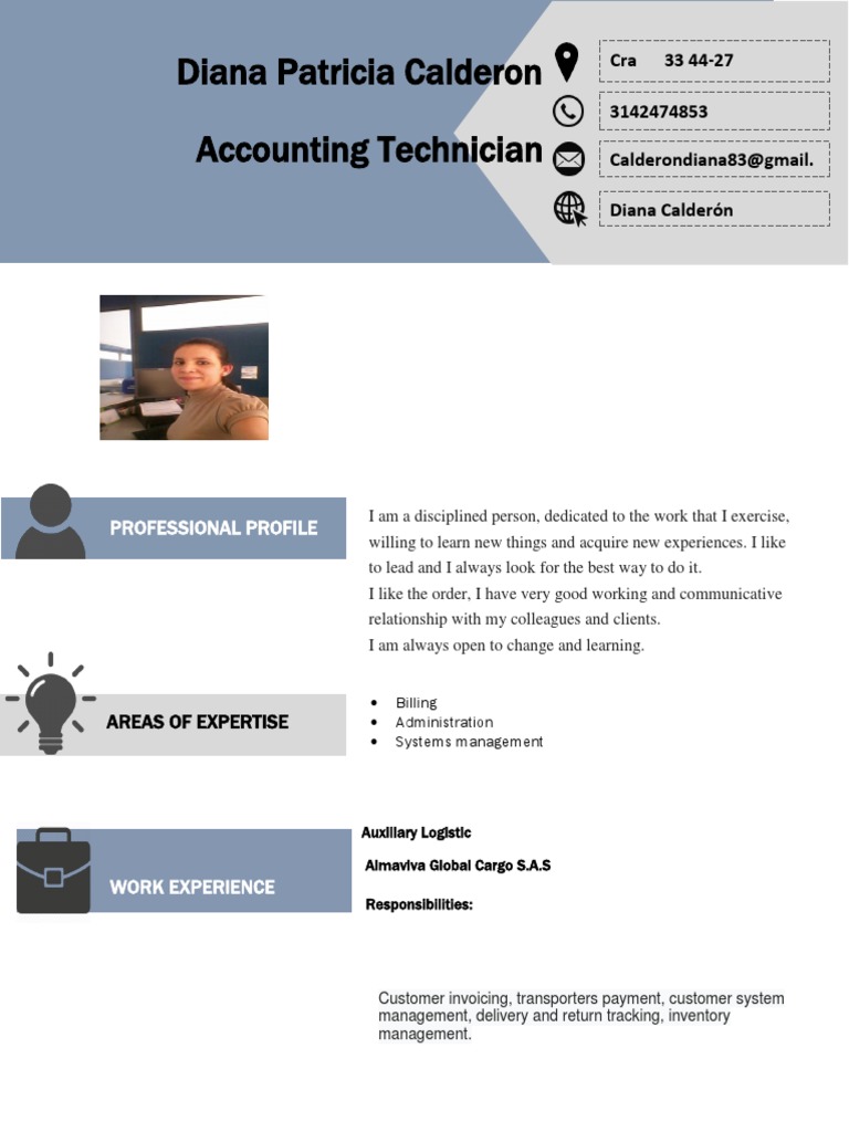 Diana Patricia Calderon Accounting Technician: Professional Profile | PDF