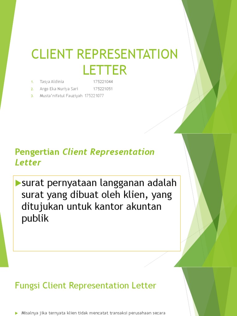 Audit Client Representation Letter Tugas 12 | PDF