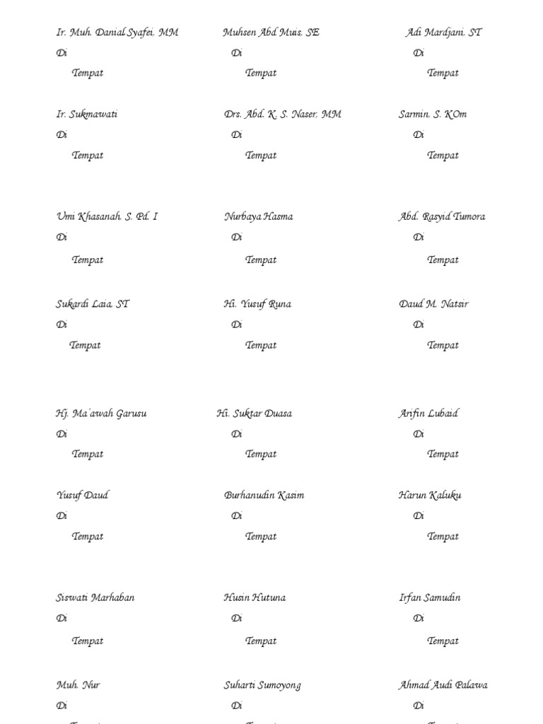 Daftar Nama Undangan | PDF