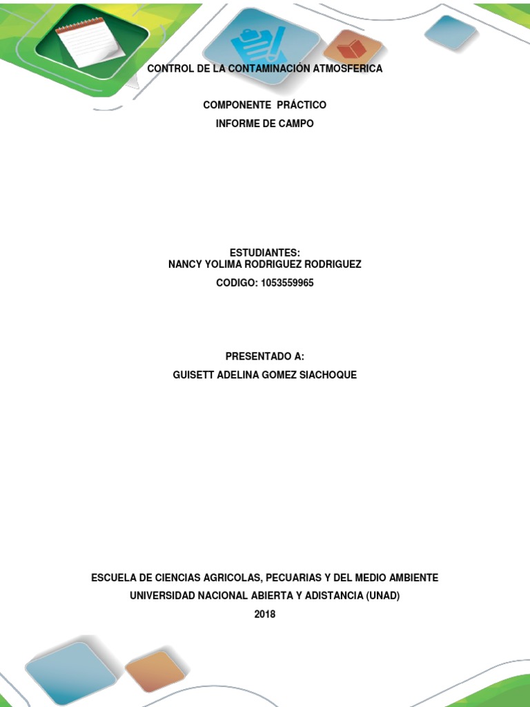 Informe de Campo - Practica Conrol de La Contaminacion Atmosferia | PDF ...