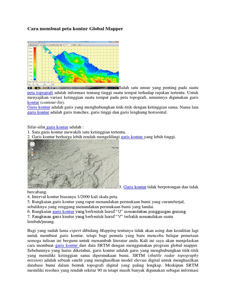 Cara Membuat Peta Kontur Global Mapper | PDF