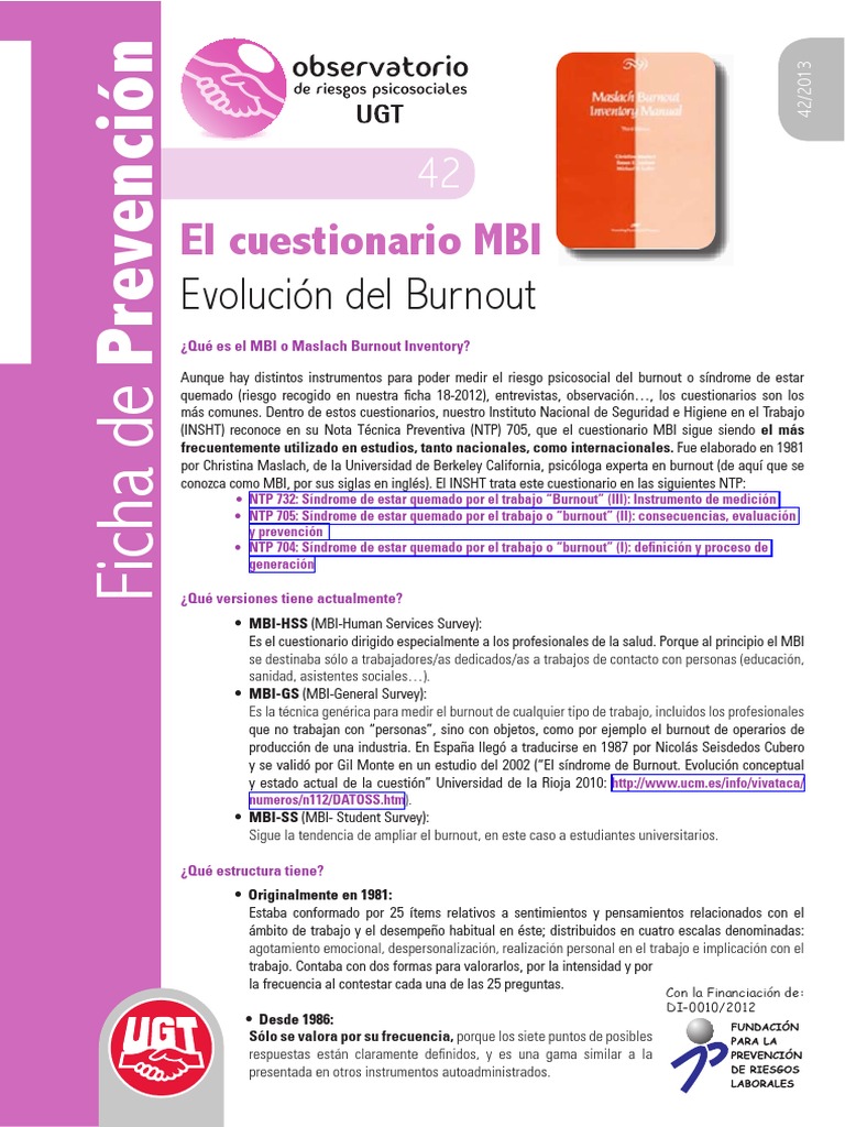 Ficha MBI PDF | PDF | Burnout ocupacional | Sicología