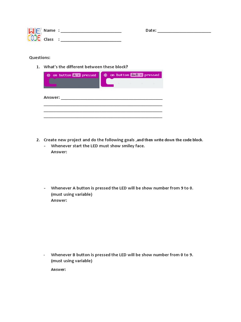 LED Programming Exercise Sheet | PDF