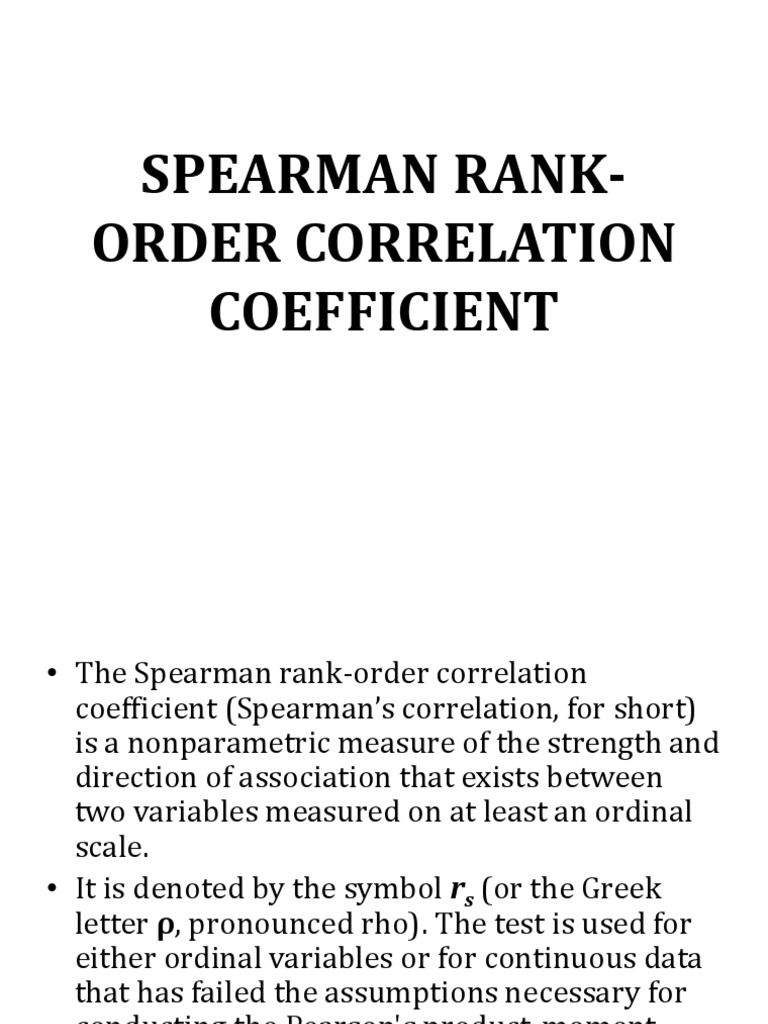 Spearman Rank-Order Correlation | PDF | Spearman's Rank Correlation ...