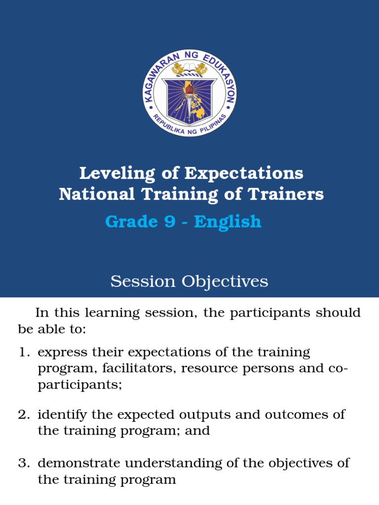 Training Expectations for Grade 9 Teachers | PDF | Facilitator | Curriculum