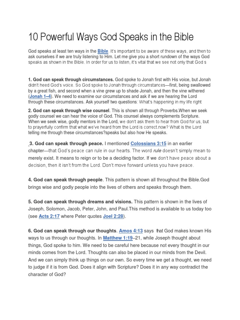 10 Powerful Ways God Speaks in The Bible | PDF | Jonah | God