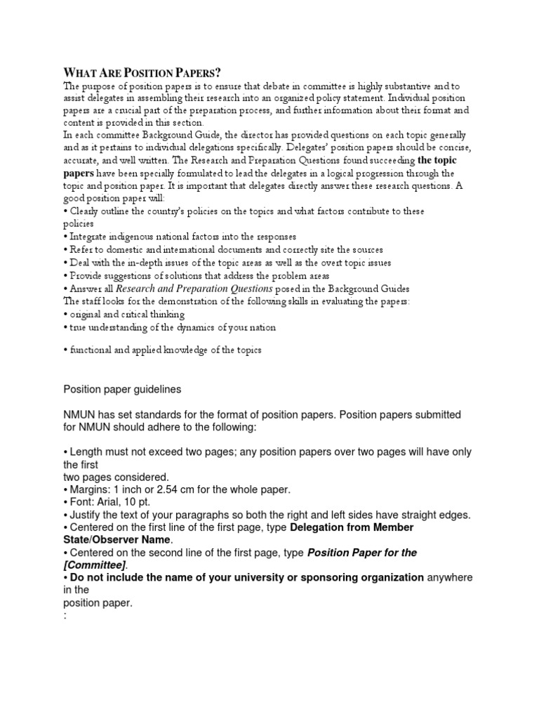 What Is Position Paper | PDF