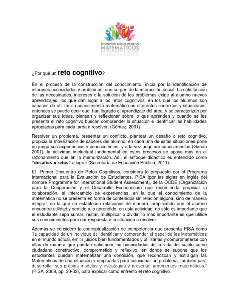 Retos Cognitivos PDF | PDF | Aprendizaje | Conocimiento