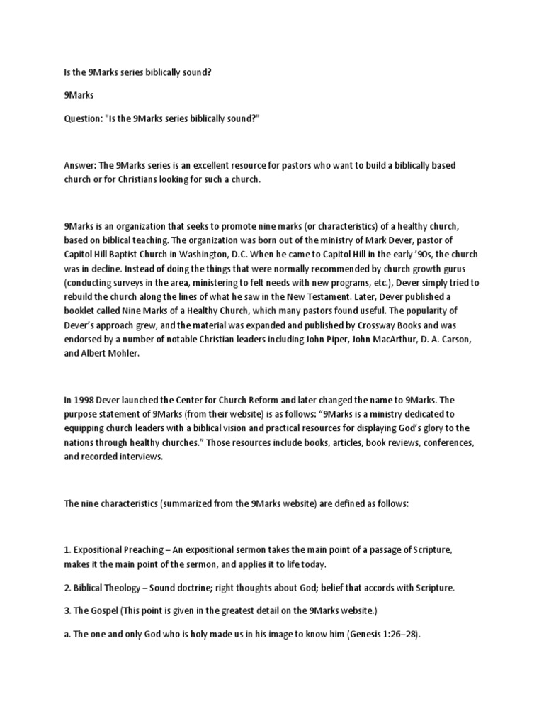 Evaluating the 9Marks Series | PDF | The Gospel | Repentance