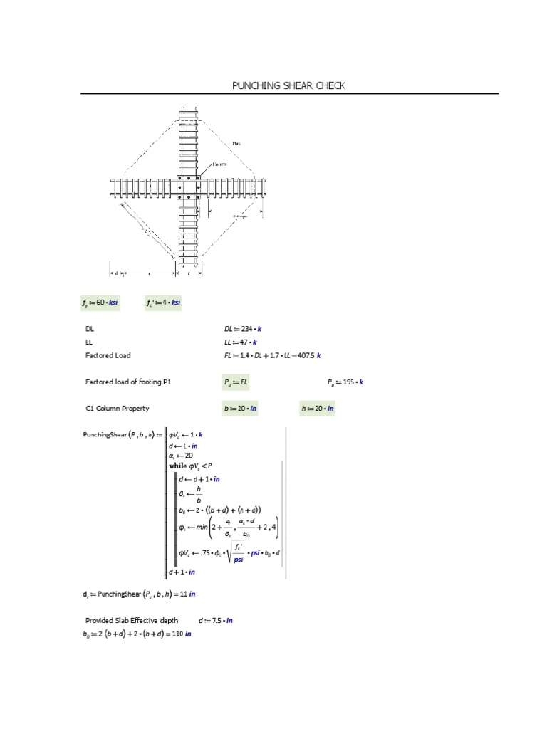 Punching Shear Check: DL LL Factored Load | PDF