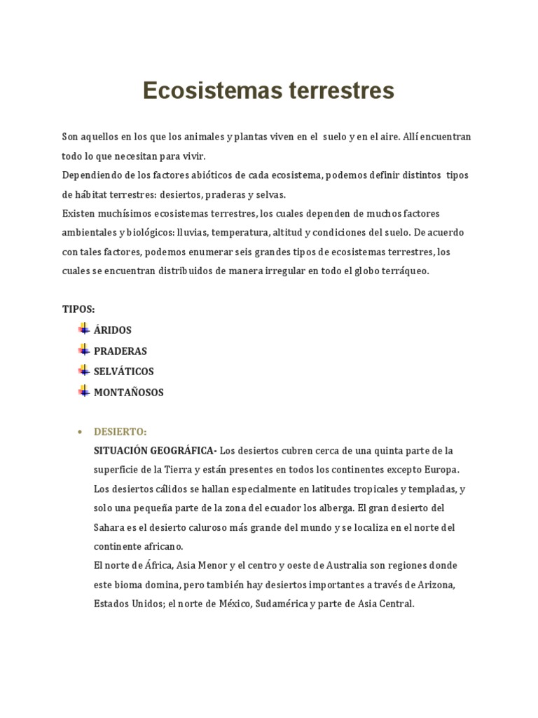 Ecosistemas Terrestres | PDF | Desierto | Selva