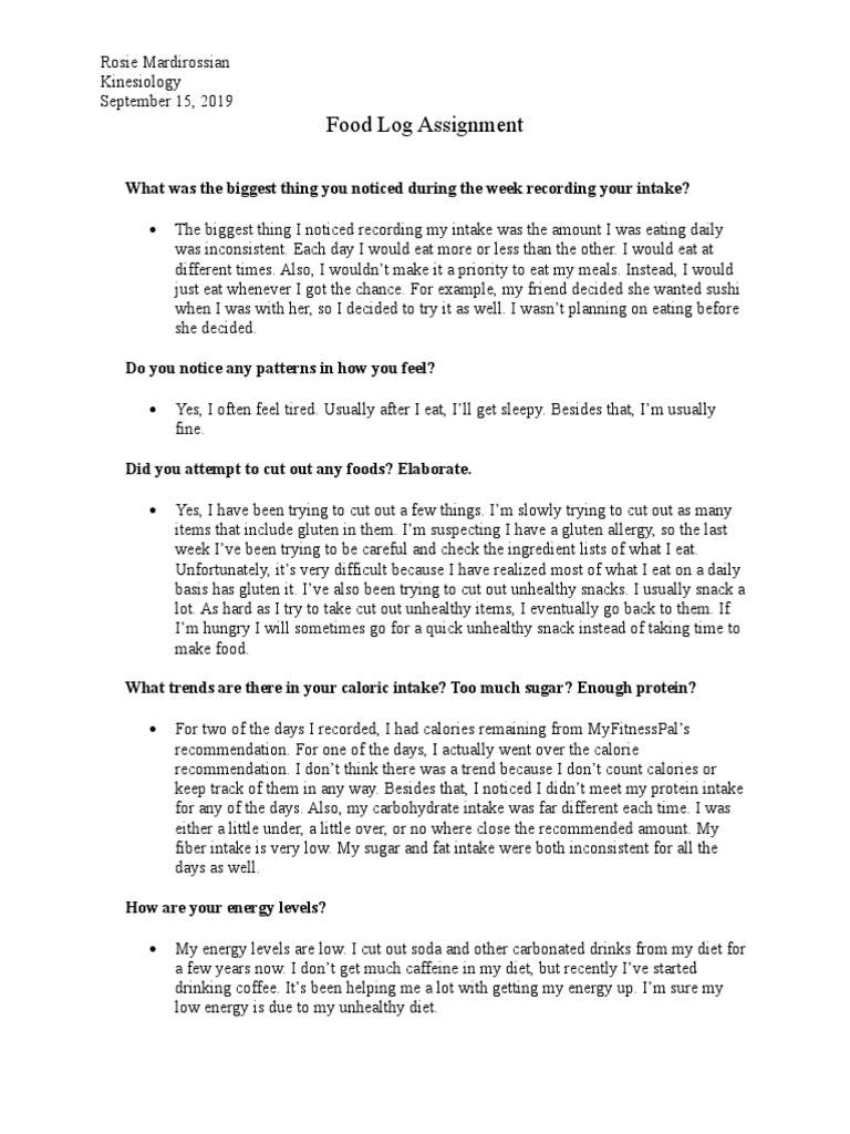 Food Log Insights & Nutrition Goals | PDF | Food Energy | Dieting