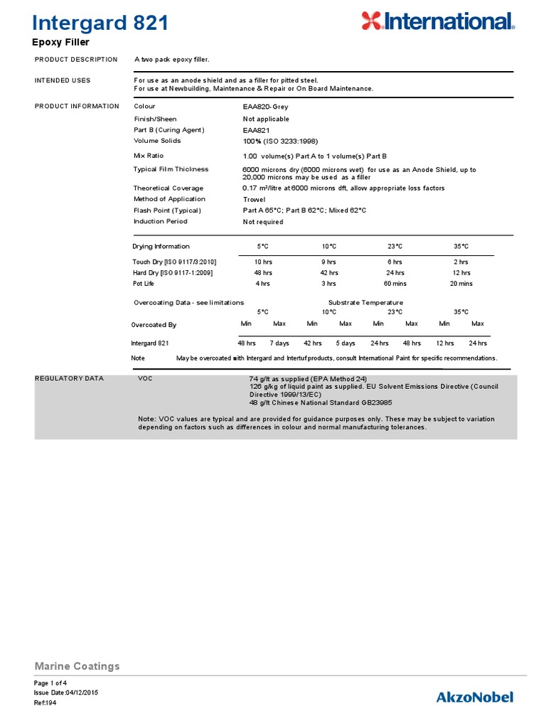 Intergard 821: Epoxy Filler | Paint | Welding