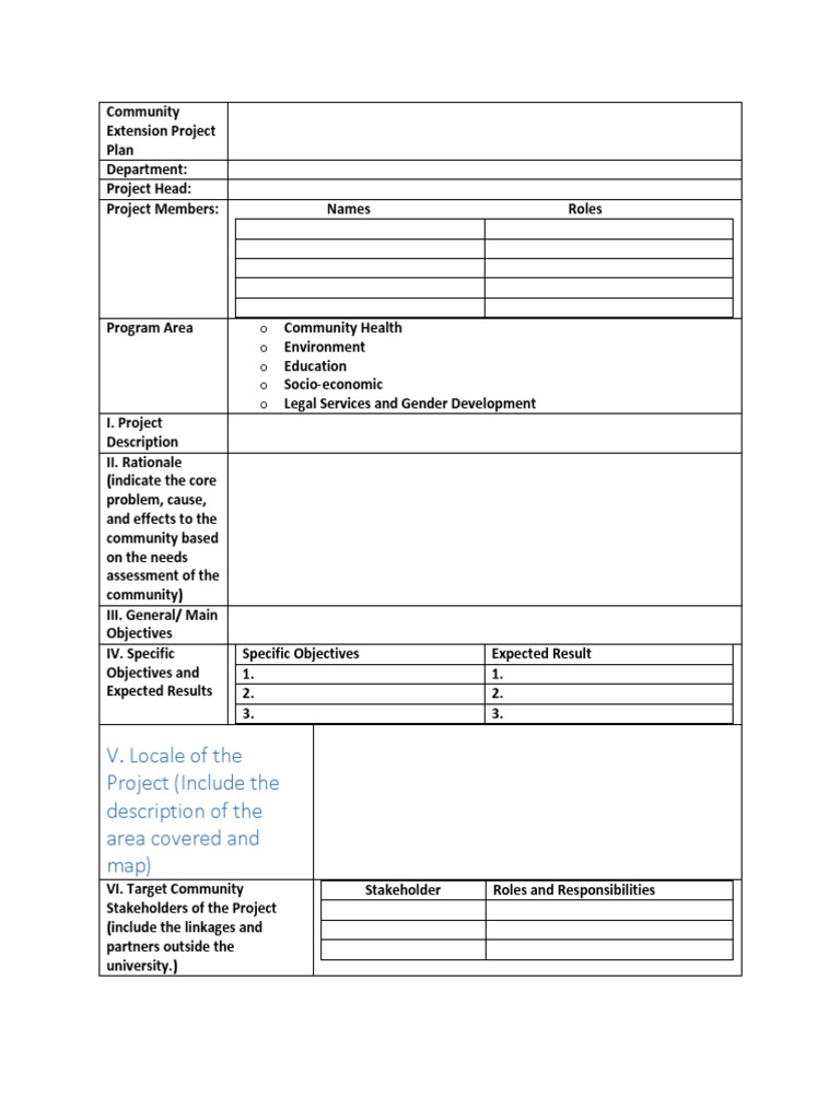 V. Locale of The Project (Include The Description of The Area Covered ...