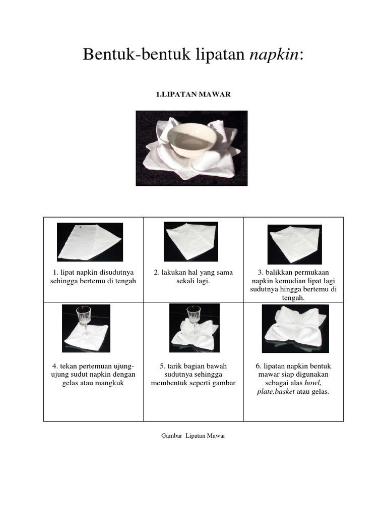 Bentuk-Bentuk Lipatan Napkin | PDF