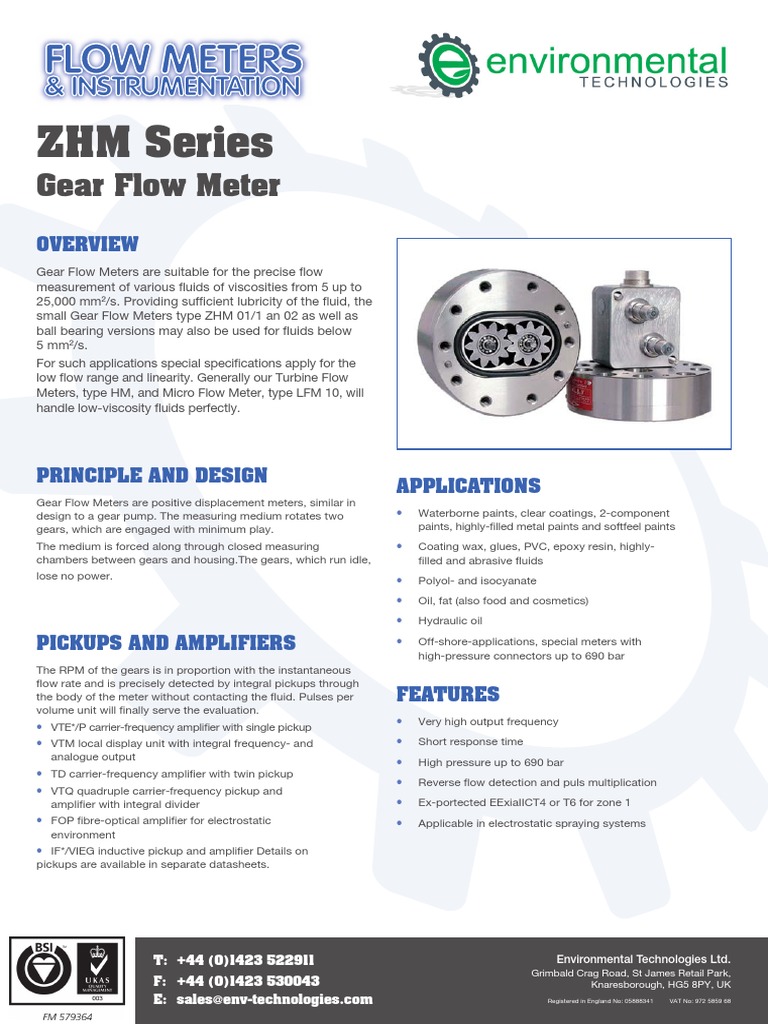 ZHM Series Gear Flow Meters Overview | PDF | Flow Measurement | Amplifier