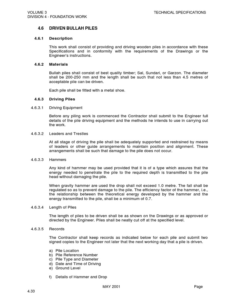 Driven Bullah Piles | PDF | Deep Foundation | Hammer