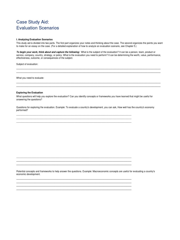 Case Study Aid: Evaluation Scenarios | PDF | Economic Development ...