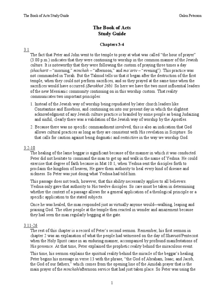 The Book of Acts Study Guide: (Shacharit - "Morning," Minchah ...