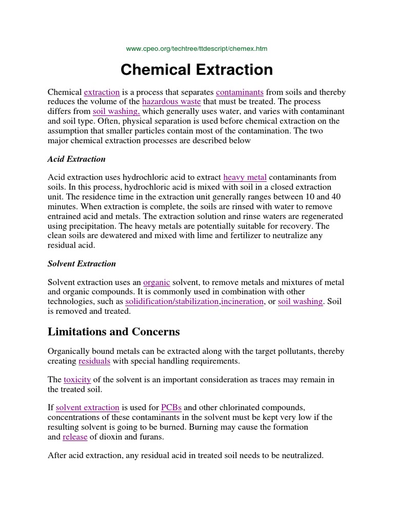 Chemical Extraction: Limitations and Concerns | PDF | Solvent | Soil